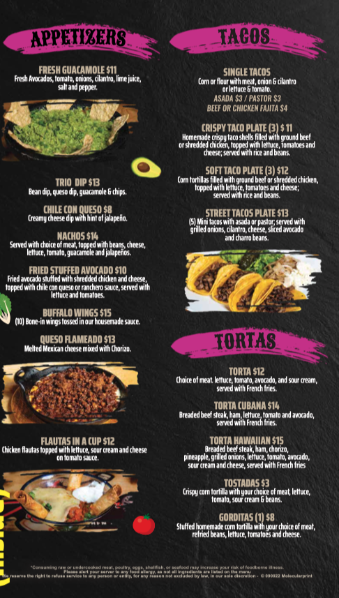 Menu - Alejandro's Kitchen & Tequila